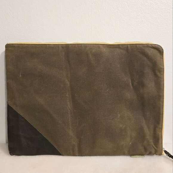 Hlaska | Bags | Hlaska Laptop Cover Case Khaki Waxed Canvas And Genuine ...